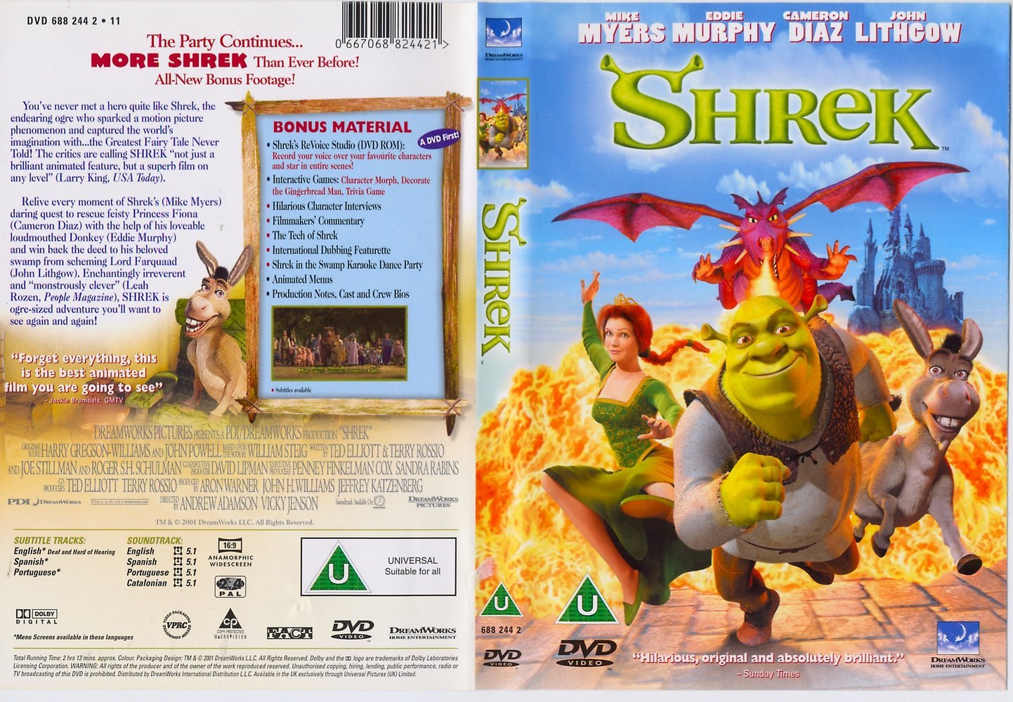DVD Lables: shrek 1-3